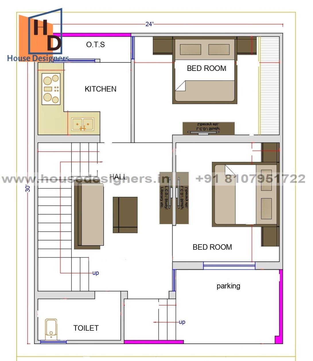 24 X 30 House Floor Plans 24 * 26 3 Room House Design House Plan