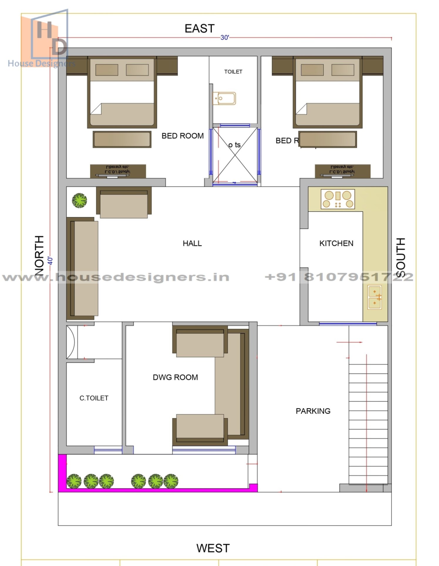 30×40 ft house plan